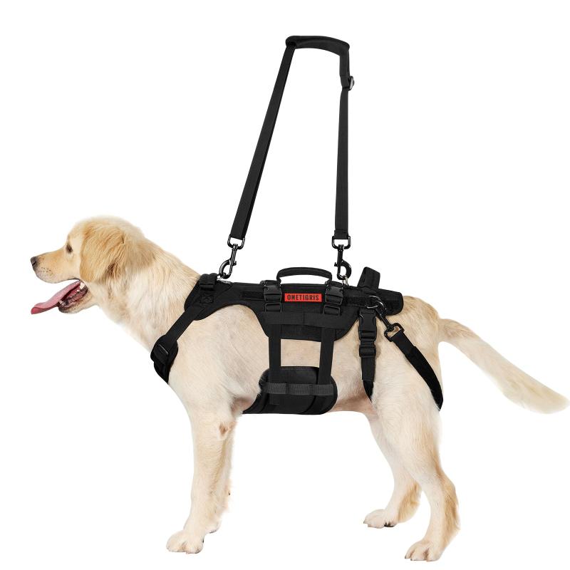 OneTigris ハーネス 犬 介護 歩行補助 介護ハーネス犬 介護用品 お散歩 訓練 調整可能 胴体用 1000Dメッシュナイロン 高い通気性 安定性 引っ張り防止 脱着簡単 張力分散 中、大型犬 D ringと3つ【全身的な力の分散】...