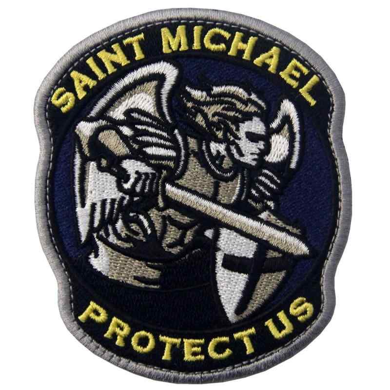 現代軍の聖ミカエルは私たちを守ります刺繍入りマジックテープワッペン裏面はタクティカルハットやタクティカルギアに付けられるベルクロ対応のマジックテープになっています。もう片面のマジックテープも無料でついてきます。サイズ：6.9*8.3 センチ...