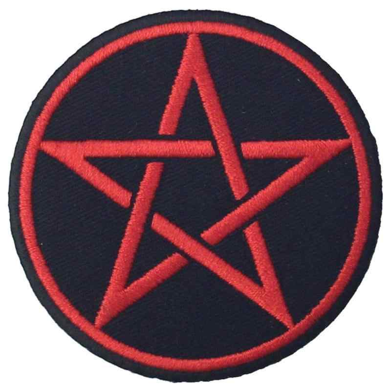 Goth Pagan Symbolsペンタグラム刺繍入りアイロン貼り付け/縫い付けワッペン背面熱接着式。アイロンまたは縫い付けでどんな衣類にも使用できます。アイロン接着されたワッペンが剥がれることはありません。サイズ：7.5 * 7.5 セ...