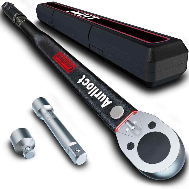 Aurlloct トルクレンチ 車 タイヤ交換 差込角 12.7mm (1/2インチ) 35~435 Nm プレセット型 とるくレンチ 精度±5% 125mmエクステンションバー 3/8”変換ソケット ブラック【高品質の材質】トルクレンチの...
