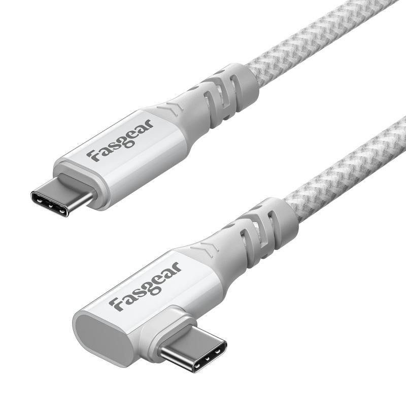 Fasgear USB C - Type C 3.2 Gen 2x2 ケーブル L字1.8m, 20Gbps 100W 充電 4K ビデオ USB-C コード 90度対応 Mac-book Pro, i-Pad Mini, Dell/Sam...