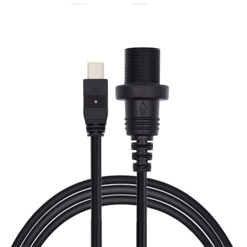 NFHK 1m Waterproof Dustproof 480Mbps Mini USB2.0 5Pin Male to Female Extension Data Power Cable Car Panel Mount Design1m...