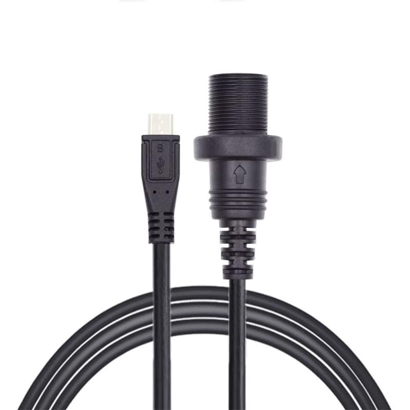 NFHK 1m Waterproof Dustproof 480Mbps Micro USB2.0 5Pin Male to Female Extension Data Power Cable Car Panel Mount Design防...