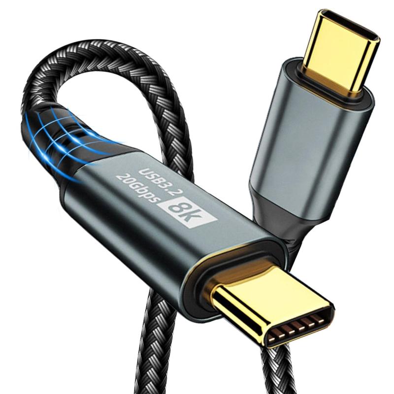 USB C ケーブル 1.5M 8K/60Hz 映像出力【20Gbps高速データ転送 100W/5A急速充電 PD対応】USB3.2 Gen2 Type-C ケーブル対応 超高耐久 ナイロン編み iPhone17/ MacBook Pro/...