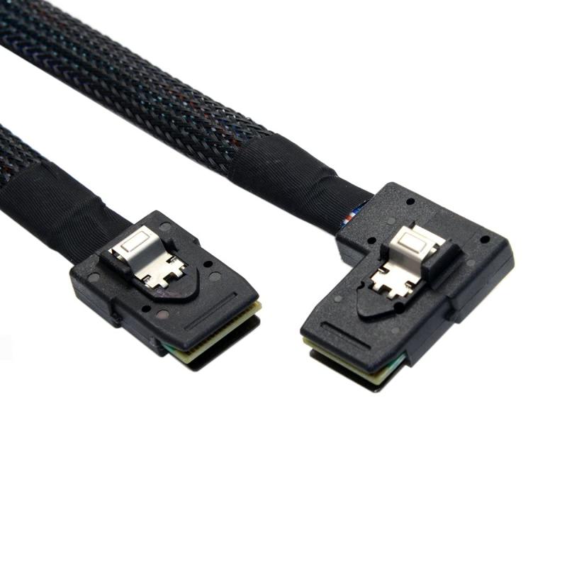 Chenyang Ultra Slim Flat Left Angled 90度 Mini SAS 36pin SFF-8087 ～ 8087 データレイドケーブル 80cmCYウルトラスリムフラット左角度90度ミニSAS 36ピン SFF...