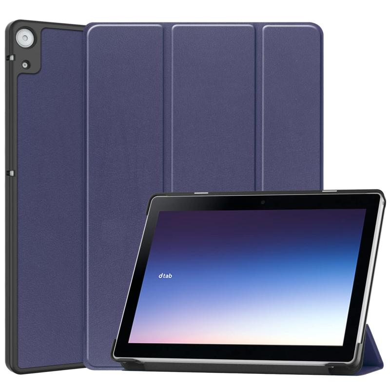 Gosento For NTTドコモ dtab d-51C / SHARP AQUOS SH-T04C 10.1インチ 2025年新型 ケース スタンド機能付き 開閉式三つ折薄型スタンドケース PUレザー カバー (ブルー)