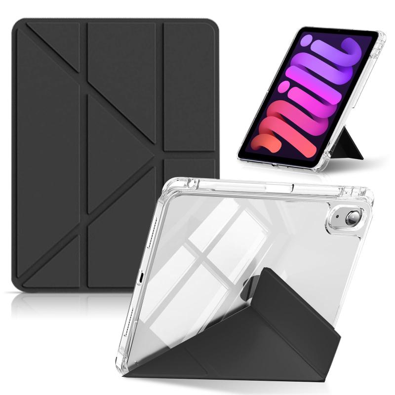 CeiLarv コンパチブル iPad mini (A17 Pro) 2024 ケース/iPad mini 第6世代 2021 8.3インチ ケース 横置＆縦置 スタンド機能 ペンシル収納 超スリム Y折り PUレザー+透明クリア 薄型 軽...
