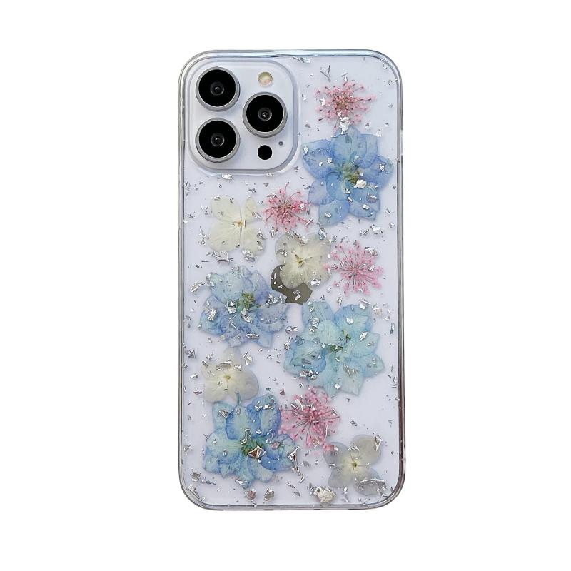 iPhone 15 Plus / 14 Plus 対応 クリア 可愛い 花柄 ケース, CrazyLemon 薄型 軽量 透明 ソフト シリコーン アイフォン 15プラス/14プラス ケース カバー 耐衝撃 お洒落 綺麗 美しい ブルー ホ...