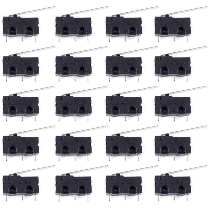 Youmile 20個のマイクロリミットスイッチレバーアームロング28MM SPDT 3ピン3ターミナルArduino用モーメンタリスイッチ5A 125250VAC【レバーの長さ】28mm / 1.10in【定格電流および電圧】5A / 1...