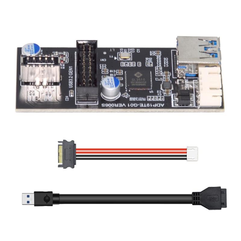 Cablecc 5Gbps シングル 19/20ピン ヘッダー - USB 3.0 20ピン &amp; Type-E デュアルポート メス PCBA タイプ アダプター スプリッター 1~2 HUBUSB3.0のフロントパネルに接続された...