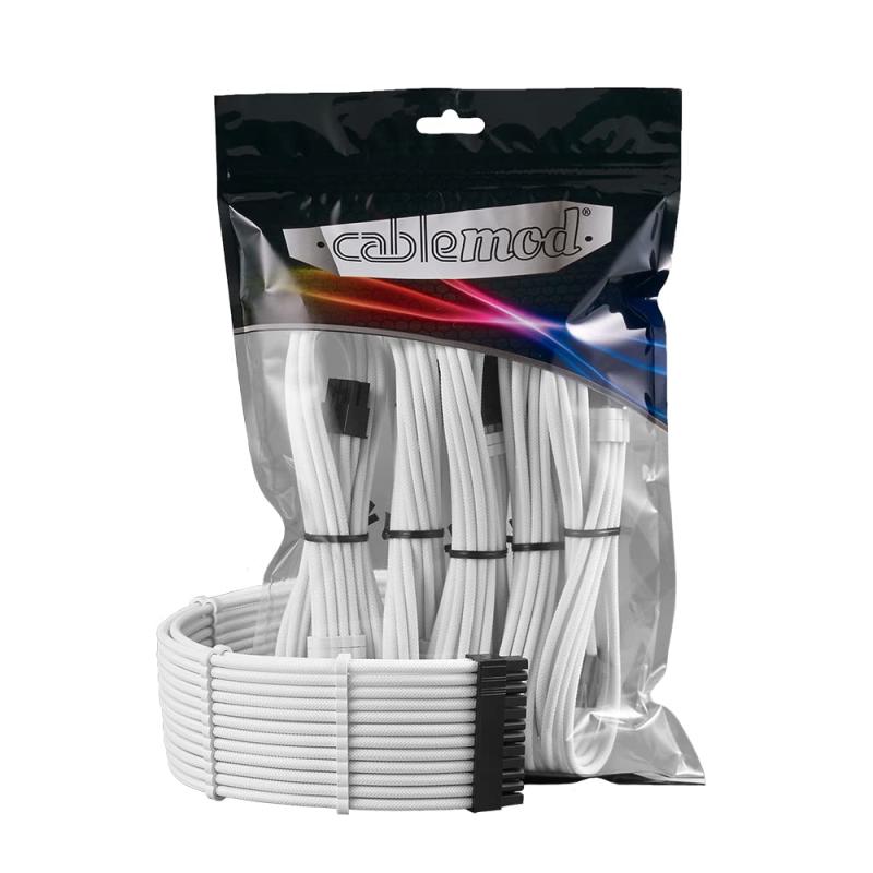 CableMod Pro ModMesh Sleeved 12VHPWR StealthSense Cable Extension Kit (White, 16-pin to Triple 8-pin)PSUケーブルで動作16ピン-3 x ...