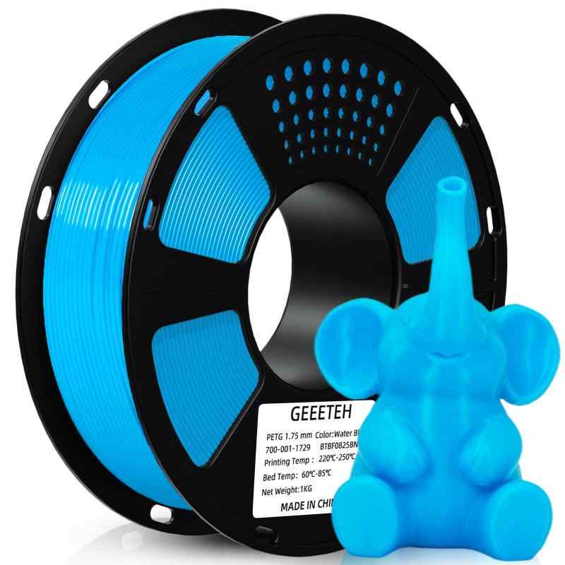 GEEETECH フィラメントPETG 3Dプリンター フィラメント PETG 造形材料 寸法精度+/- 0.02 mm 正味量1KG PETG樹脂材料 1.75mm径 （Water Blue）【丈夫で耐久性に優れています】1.75mm の...