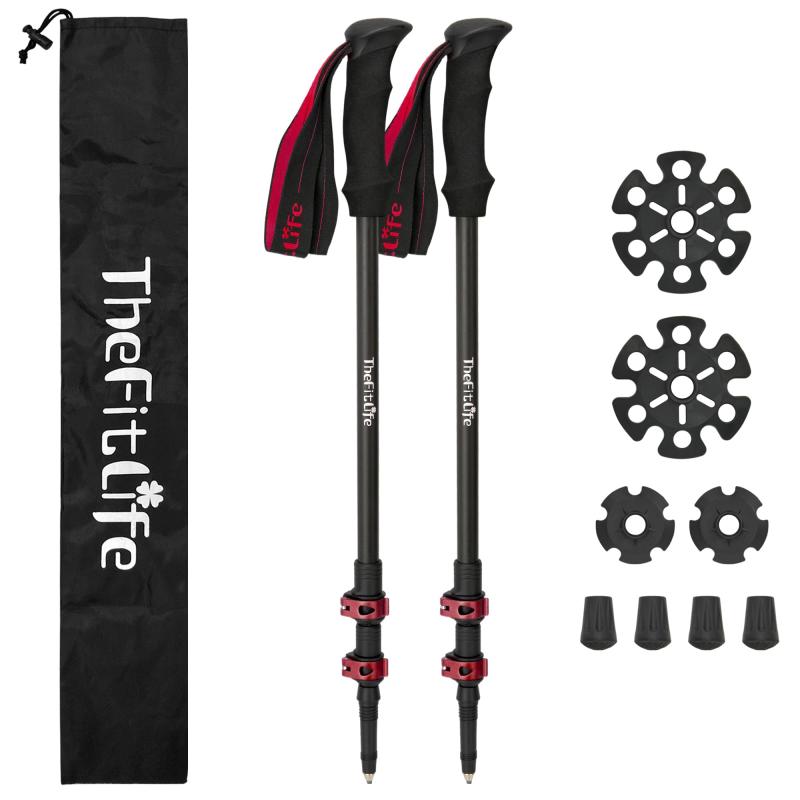 TheFitLife トレッキングポール カーボン 登山 ストック 軽量 57-120cm伸縮 ウォーキングポール ウォーキングステッキ 2本セット 登山杖 登山ポール 山登り ステッキ ハイキングポール 男性 女性 【 驚きの軽さと強度】...
