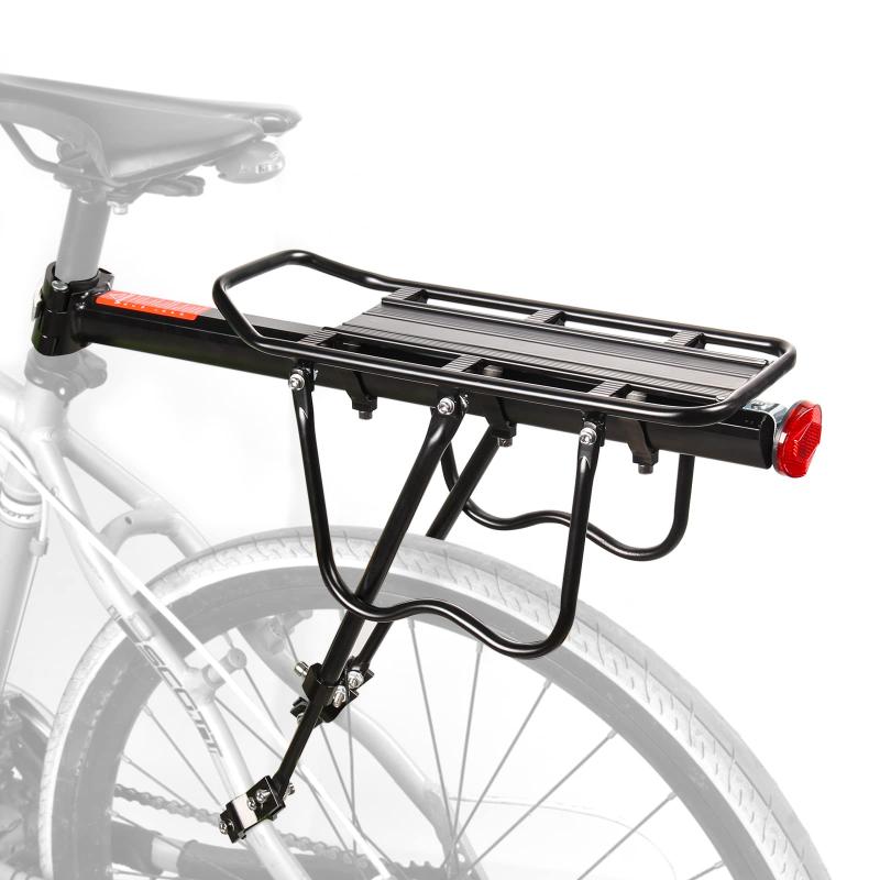 HOMEE 自転車ラック 110ポンド / 50KGS リアバイクフレーム アルミニウム合金 ユニバーサル調整可能 カーゴラック機器スタンド フットストック 自転車荷物キャリア ツールとリフレクター付き ユニバーサル：ロードバイク、マウンテ...