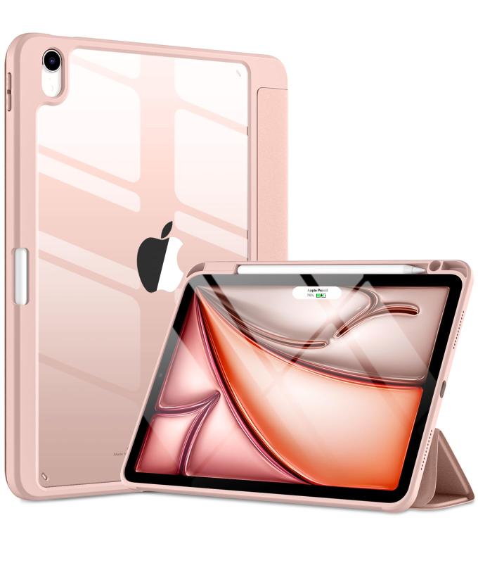 【Maledan】対応iPad Air 11インチ ケース(M3/2025)- 対応iPad air 第7世代 ケース 2025革新 PC 全透明 Pencil収納可能 DIY透明カバー 薄型 衝撃吸収 ワイヤレス充電対応 三つ折スタンド ...