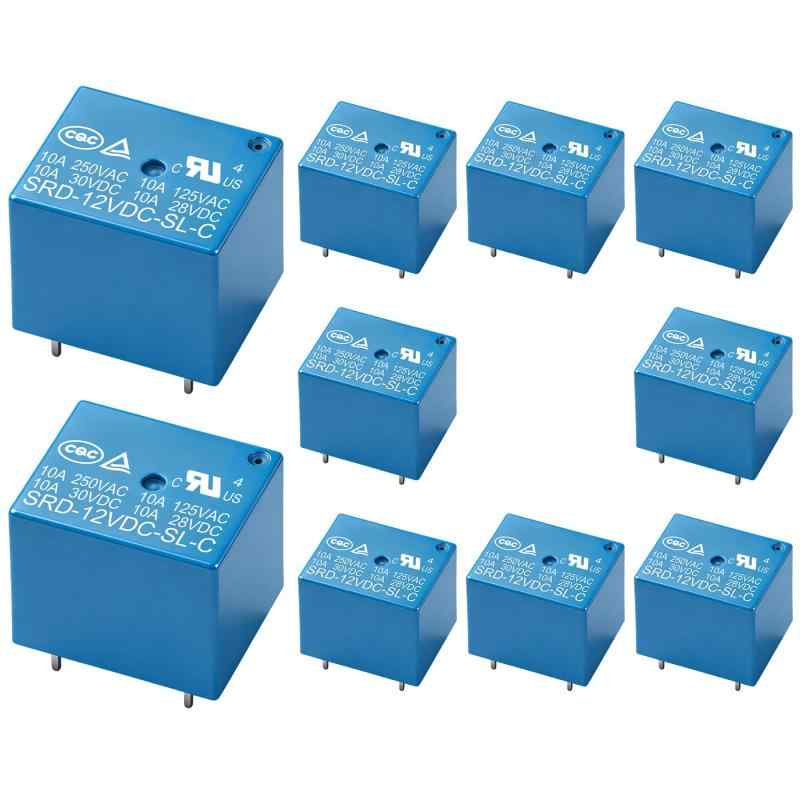 Weasch PCB パワーリレー SRD-12VDC-SL-C, DC 12V コイル, 10A 250VAC, SPDT, 5 ピン, 家電ボード用 (10)製品名: PCB 電磁パワーリレー; モデル: SRD-12VDC-SL-Cコ...