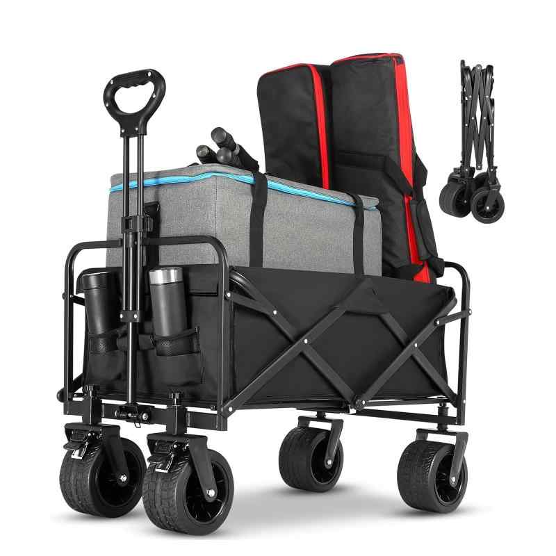 【持ち運びやすさ】キャリーカート 300L大容量 耐荷重225kg アウトドアワゴン キャリーワゴン : キャンプ キャリー アウトドア カート ワゴン 4輪 車 頑丈 軽量 折りたたみ 収納 台車 買い物 折「大型買い物・アウトドア用品の...