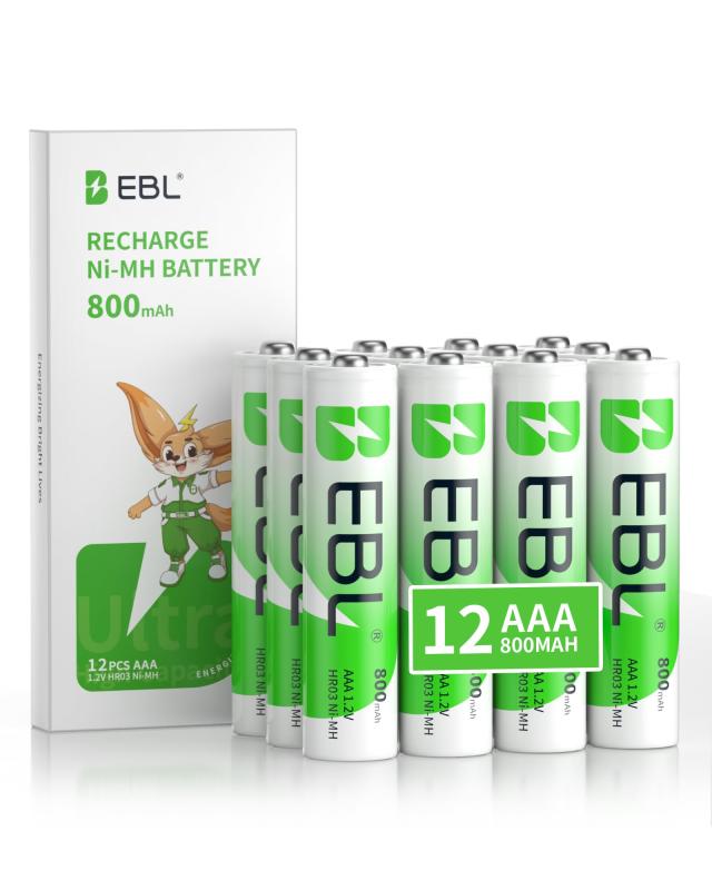 EBL 単4電池 充電式ニッケル水素電池 12個入り 800mAh*12 充電式単4 単四充電池単4電池仕様：充電池容量：800mAh電圧：1.2V 単4充電池 12本セットエコな電池：1200回繰り返し充電して使えるので、お財布にも地球に...