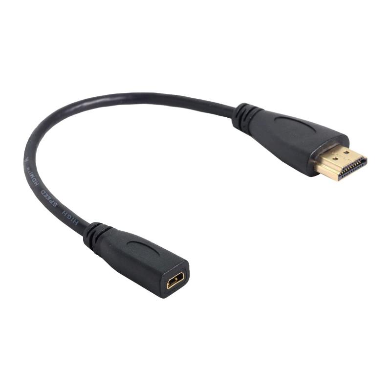 cablecc 20cm Micro HDMIソケット メス-HDMIオスアダプターケーブル タブレット&amp;携帯電話用Micro HDMIメス-HDMIオスケーブル。長さ:20cmコネクター1: マイクロHDMIメス。コネクター2: ...