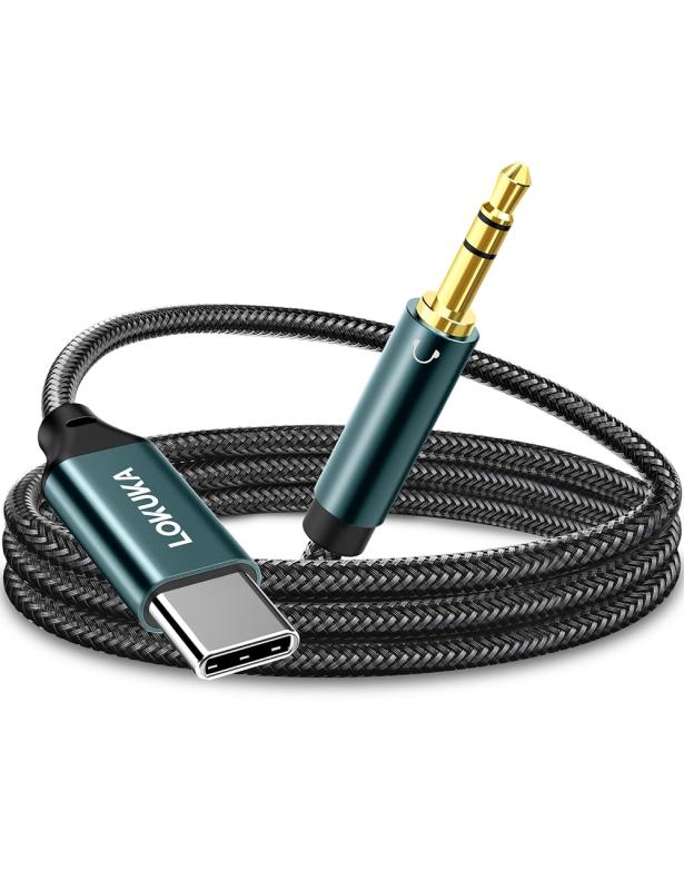 LOKUKA aux usb c 変換ケーブル 3.5mm オスオス DACチップ搭載 HiFi音質 ナイロン編み usb c to aux ケーブル タイプc ステレオケーブル USB-C機器/ヘッドホン/ホームステレオ/カーステレオ/ス...