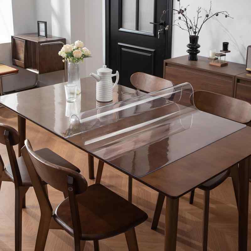 テーブルクロス 透明 PVC テーブルマット 80x150cm 厚さ1.5mm 長方形 デスクマット 無臭 ビニール 矩形 テーブルカバー 防止・防塵・防水・耐久・耐熱 カスタマイズ可能テーブルクロス 透明：新しいアップグレードされたPVC...