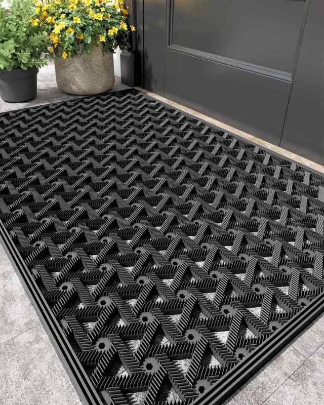 CORFEEL 玄関マット 屋外 泥落とし ドアマット 業務用 家庭用 (48.5x75cm, ブラック)【製品仕様】カラー:ブラック、サイズ:約48.5x75cm、重量:約1.6kg、素材:TPE。質実剛健、ヘビーデューティーな土落としマ...