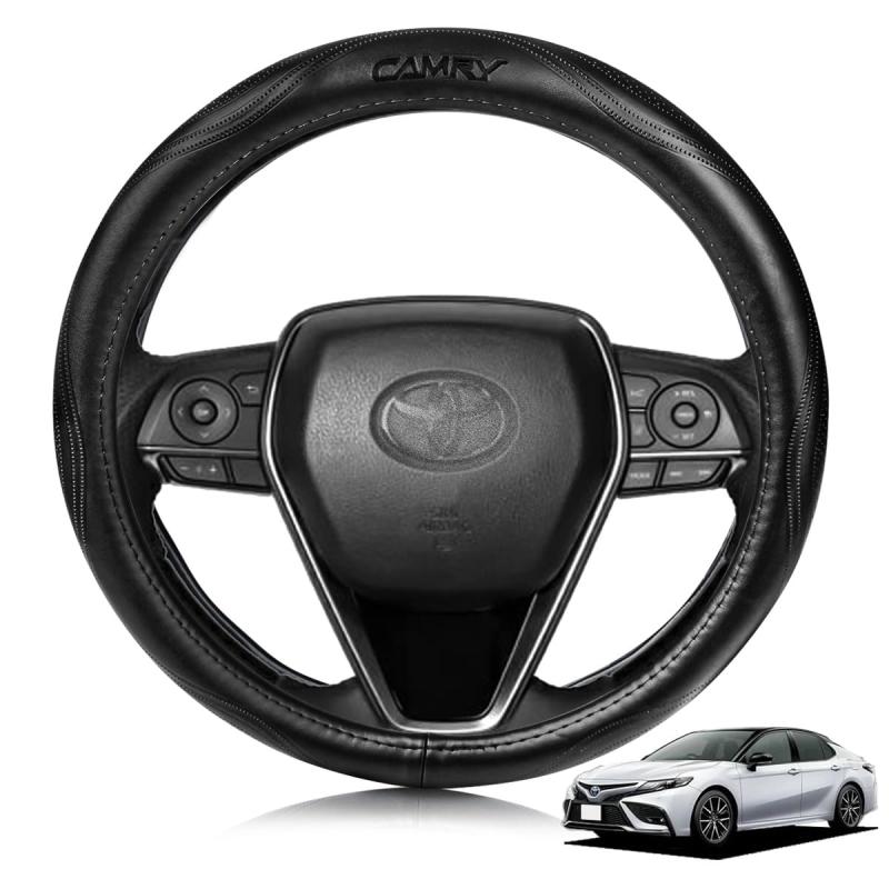 ElitingCar トヨタ に適用 カムリ CAMRY 対応 ハンドルカバー 高級本革 ステアリングカバー おしゃれなデザイン 透湿性あり 耐摩耗性 防水仕様 汚れ防止 滑り止め 通気性優れ3Dグリップ 専車【適合車種】トヨタ に適用 カ...