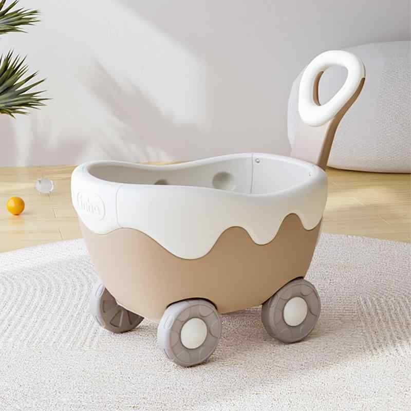 Gorocking クリームのワゴン おもちゃ箱 ボックス 手押し車 赤ちゃん キッズワゴン ベビーウォーカー ワゴントイ おもちゃ収納 つかまり立ち おしゃれ かわいい【お洒落な子供用キャリー】はじめの一歩が踏み出しやすく、また歩行がしや...