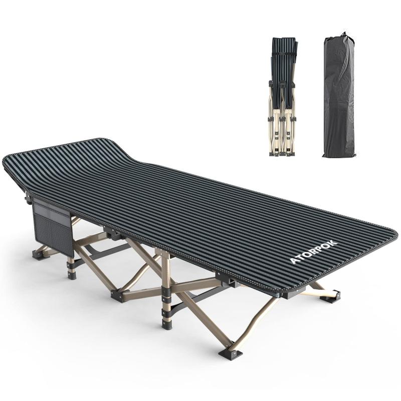 ATORPOK 折りたたみベッド コット こっと 折り畳み式ベッド アウトドアベッド 耐荷重200kg キャンプベッド キャンプベッド 防水 通気性 軽量 収納便利 自宅用 アウトドア用 オフィス用 キャリ【折り畳んだり携帯できる】-折りた...