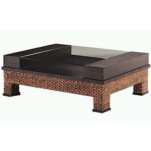 Comment -説明- サイド部分にウォーターヒヤシンスを用い、天板には強化ガラスを使用したお洒落なリビングテーブル！お気に入りの小物を中に飾って、コレクションテーブルとしてもOKな、デザイン性・機能性とも高いアイテムです♪ 【関連ワード...