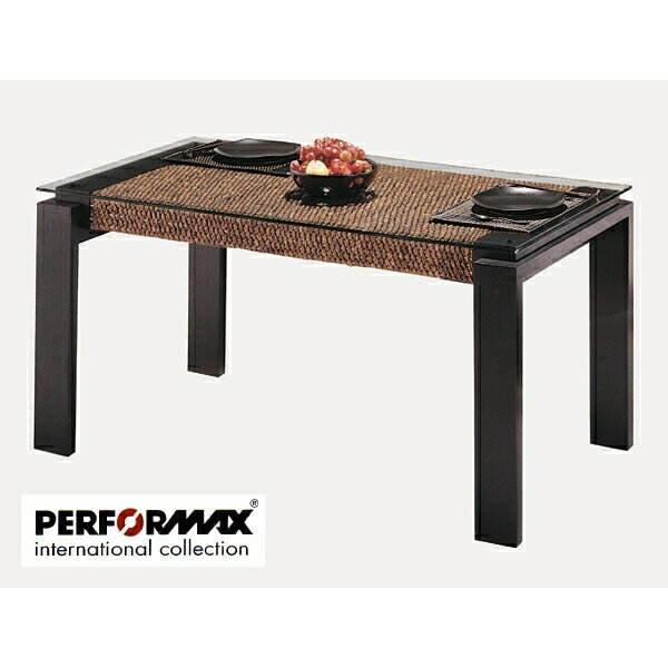 Comment -説明- ウッドフレームに、強化ガラスの天板を使用した、お洒落なダイニングテーブル！センターに、ウォーターヒヤシンスをアクセントとして用いた、シンプルなデザインが魅力です。脚部が太いどっしりしたデザインが、アジアンな雰囲気を...