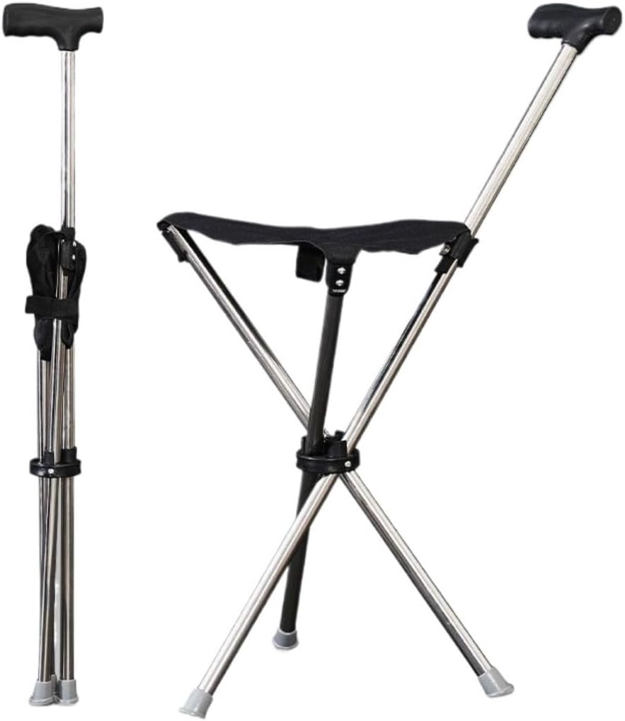 防水性が高い アウトドア用杖椅子】晴れも雨にもかかわらず、この折りたたみ式シートは非常に衝撃力と耐摩耗性があり、悪天候の下でも屋外の景色を楽しむことができます。【二役一体型 折りたたみ杖】この多機能登山ストックはステッキにも椅子にもなり、1...
