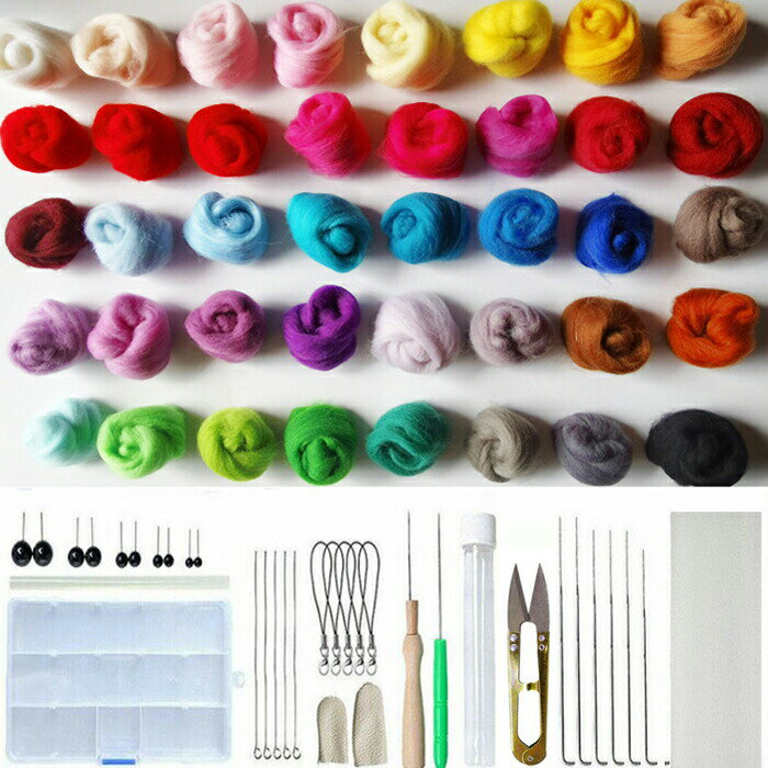 商品名:羊毛フェルトキット素材:羊毛セット内容:羊毛フェルト*40収納ボックス*1ストラップ*5握り鋏*1ニードル*7木製ニードルホルダー*1指ぬき*2ホットメルト*1セット:敷きパッドx2、枕カバー*2生産国:中国40色セットはかわいいニ...