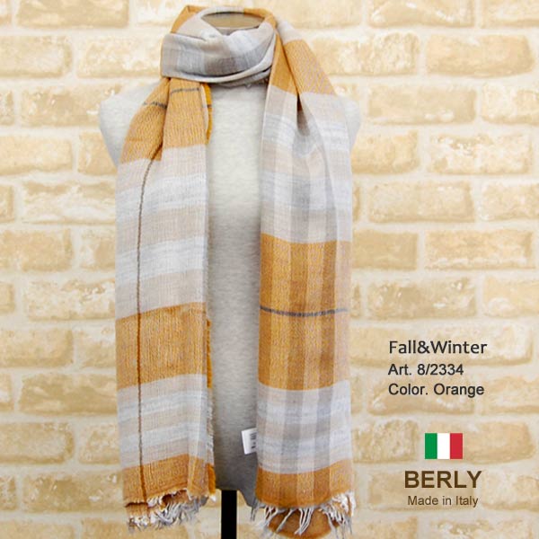 BERLY イタリア製秋冬ストール 素材 アクリル50％ ビスコース35％ ウール6％ ポリエステル6％ アルパカ3％ サイズ 65cm×200cm 原産国 イタリア製 通常価格 13,200円 洗濯方法 注意事項 照明の関係により、実際よ...