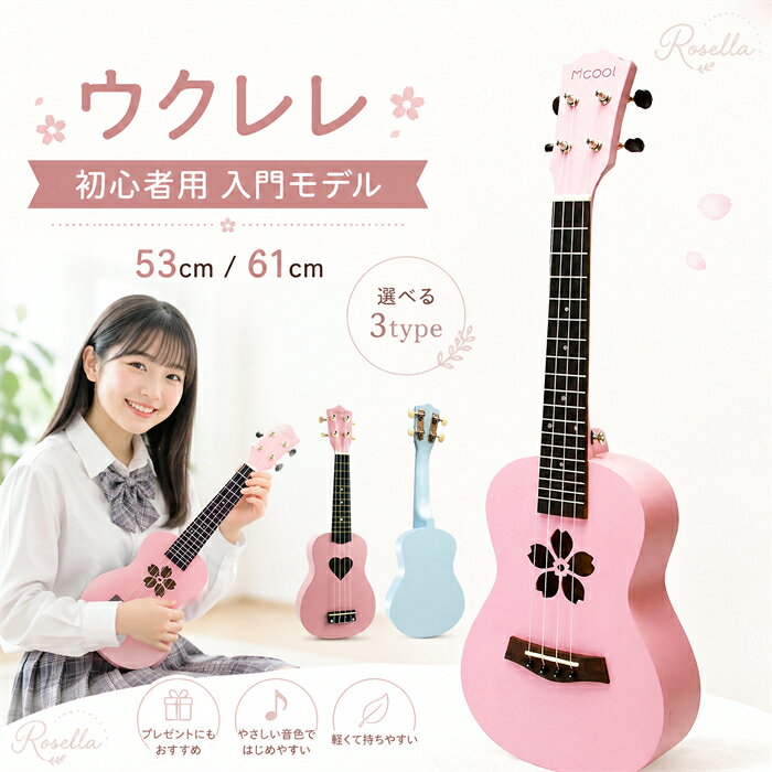 セット内容&nbsp;.❁.:* ウクレレ 「記載のないアクセサリー、小物等は付属しません」 素材&nbsp;.❁.:* プラスチックなど カラー&nbsp;.❁.:* ブルー/ピンク(ハート柄）/...