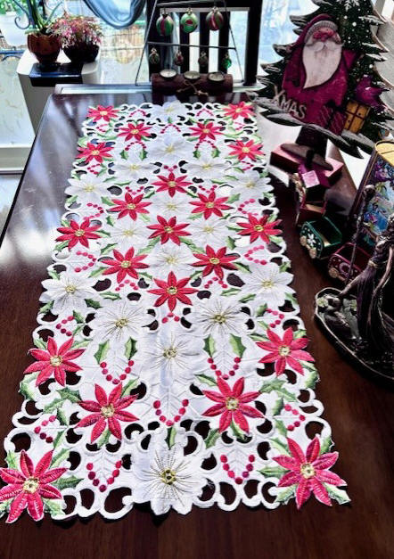 商品情報サイズ40X88cm素材ポリエステルクリスマスの雰囲気を一層引き立てるテーブルセンターです。カットワーク刺繍が施されており、細部にまでこだわった美しい仕上がりとなっています。クリスマスのコーディネートに最適で、家族や友人との集まりを...