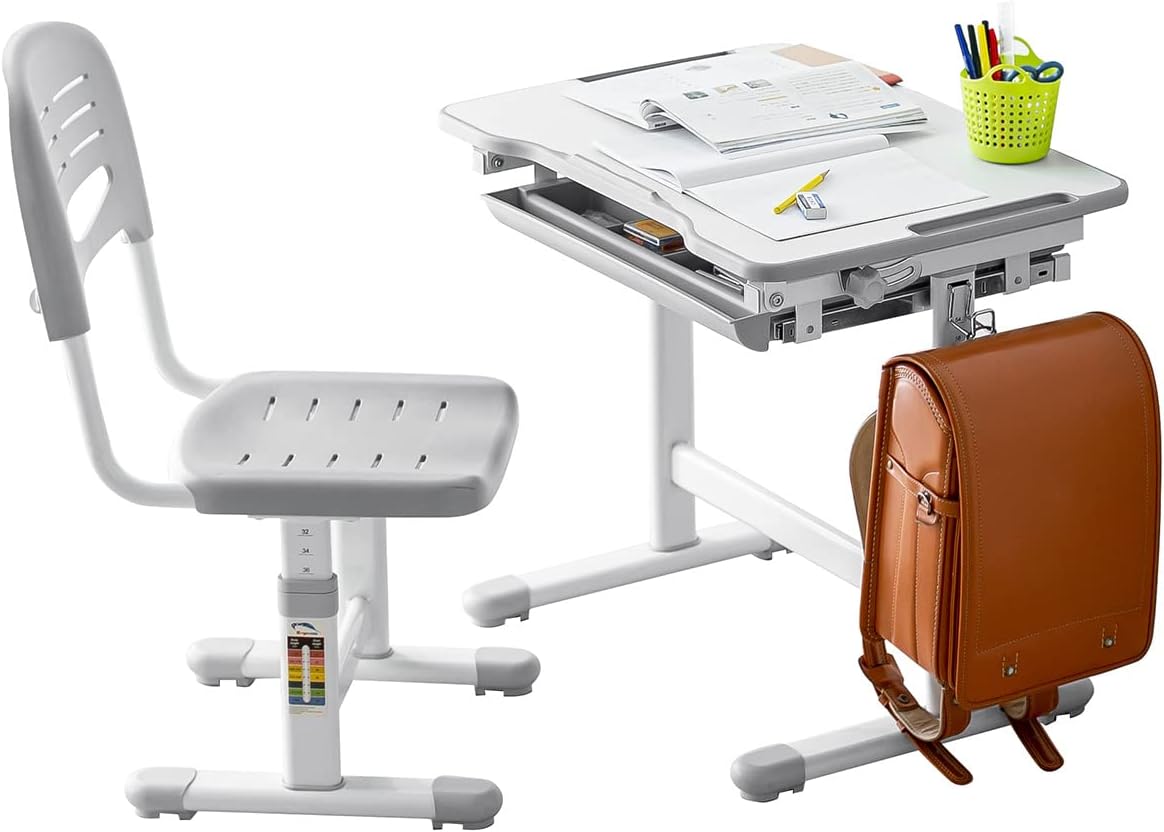 学習用デスク 椅子 セット 机 高さ調節可能 大容量 収納 引き出し付き 安定頑丈 デスク角度調整可能 天板角度調整 子供用 全学年対応 学校用自宅用成長に合わせて高さを簡単に調整！長期間使える学習デスクセット！天板角度無段階調整で、快適な...
