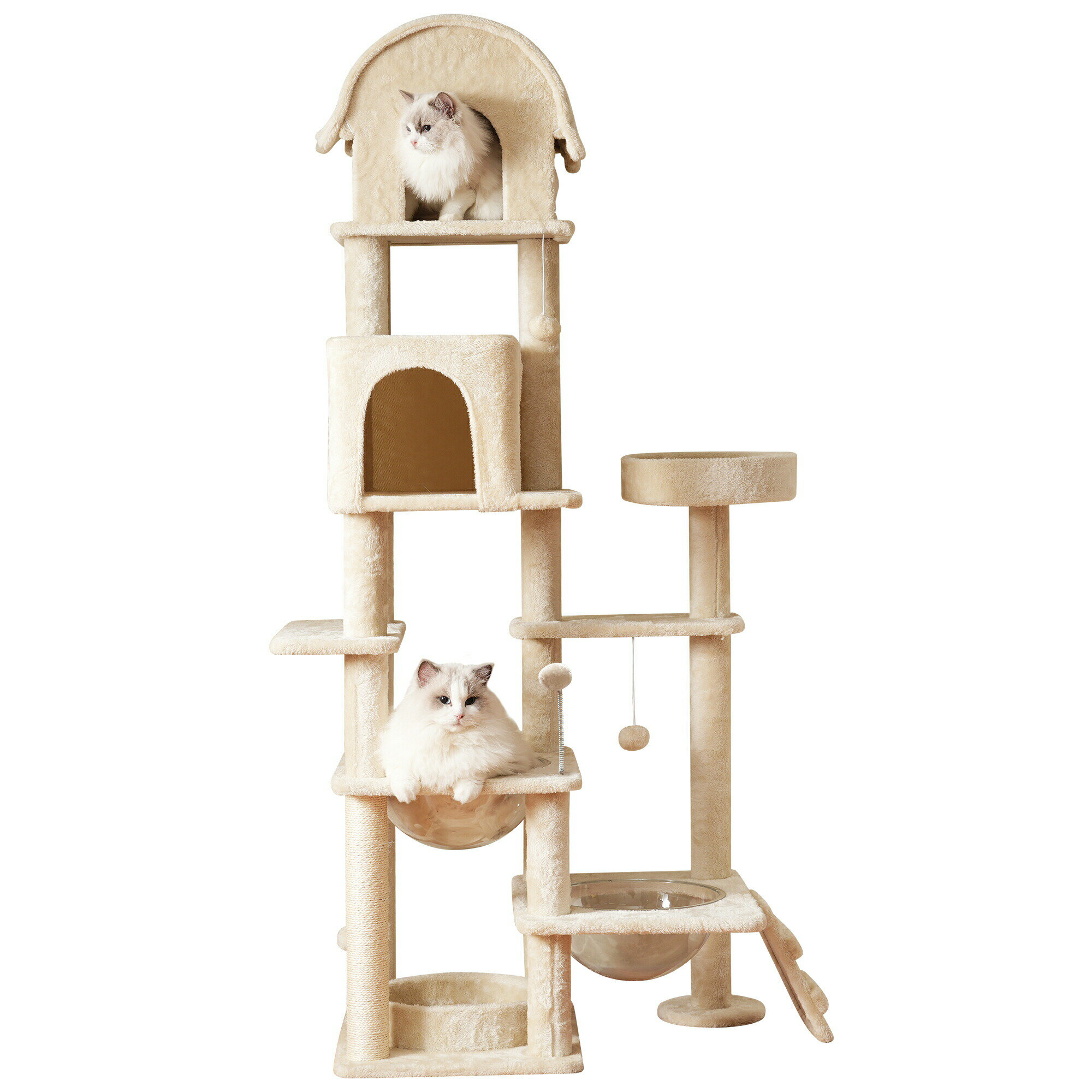 キャットタワー ネコタワー 猫タワー 多頭飼い 高さ174cm 宇宙船 隠れ家 据え置き型 ネコ タワー おしゃれ タワー 大型 可愛い ポンポンおもちゃ 付き 大型猫 子猫 お手入れ簡単キャットハウス つめとぎ 猫 大型猫用 爪とぎ キャ...