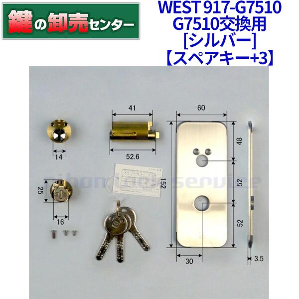 ウエスト　リプレイス　WEST　G7510交換用 シリンダー 付属キー 3本 追加スペアキー 3本（ブルーヘッド） ※当社作成合鍵注意事項を6枚目の画像でご確認ください。 ※当社作成のスペアキーのため、メーカー名、キーナンバーの刻印はありま...