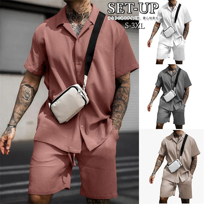 商品詳細： ■カラー：ブラック ピンク ホワイト グレー ベージュ ■半袖シャツサイズ（cm）： S 着丈70.5 バスト105 肩幅47.5 袖丈20 M 着丈71.5 バスト109 肩幅48.5 袖丈21 L 着丈72.5 バスト113...