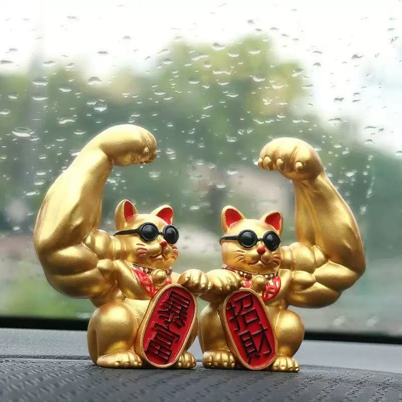 商品情報風水 置物 マッスル 招き猫 ゴールド 2体セット 暴富 招財 劫財 金風水アイテム 金運アップ 財運 金運 置物 健康 仕事 家庭 華やか 商売繁盛 幸運 開運 富 スピリチュアル インテリア パワー 大盛況 超縁起物 浄化 最強...