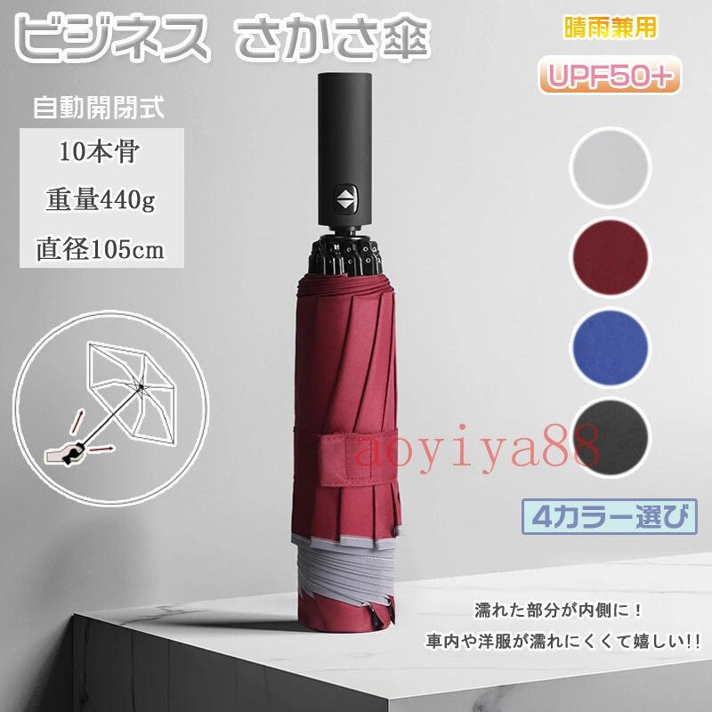 カラー：グレー;ネイビー;ワインレッド;ブラック 親骨：63cm(折りたたみの時、32cm) 10本骨 生地：ポリエステル100% テフロン加工 重さ：約0.44Kg 直径：約105cm 【関連キーワード】折畳み傘 雨傘 折り畳み式傘 折傘...
