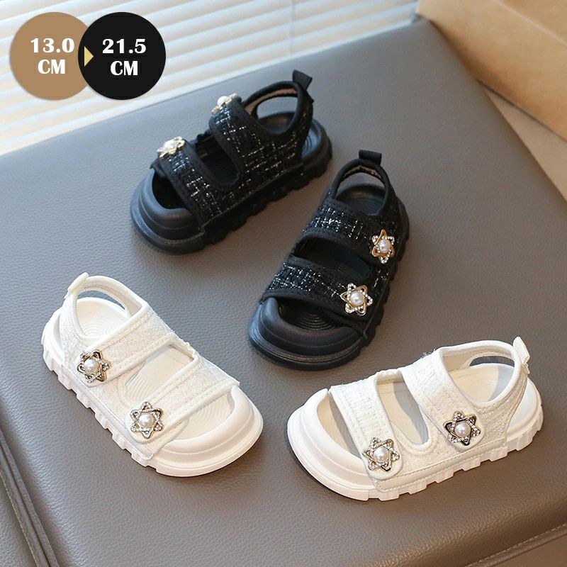 商品規格： ●商品名：子供 サンダル ●素材：PUレザー、ゴム、その他 ●色：ホワイト/ブラック ●サイズ：内寸13cm～内寸21.5cm ※成長の早いお子様には＋0.5～1cmがおすすめです。 ●セット内容: シューズ単品 ●生産国: 中...