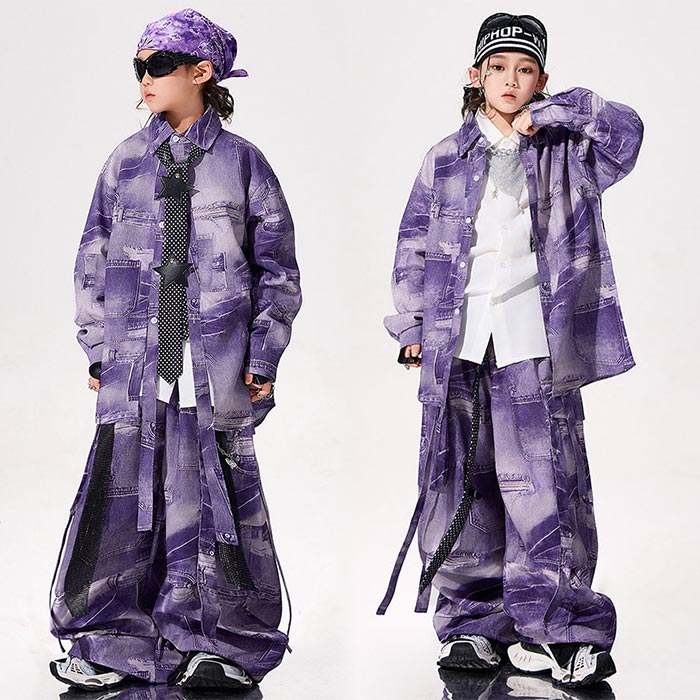 商品名キッズダンス衣装・簡易な包装、ご了承ください。色パープルサイズ110：適用身長105-110cm適用体重15-17.5kg120：適用身長110-120cm適用体重20-22.5kg130：適用身長125-130cm適用体重25-27...