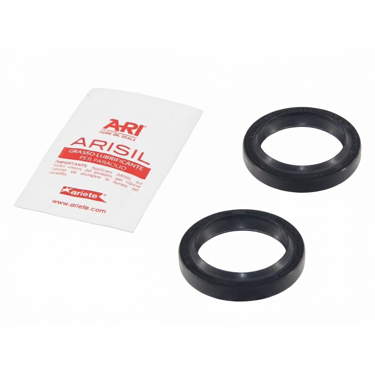 メーカー名：アリートメーカー品番：ARI.012通常フォークオイルシールにはNBRという素材が使われていますが、NBRよりさらに適した素材があります。それが『XNBR』です。高いシール性も持つこの素材は、対磨耗性でNBRの約3倍、対破断性で...