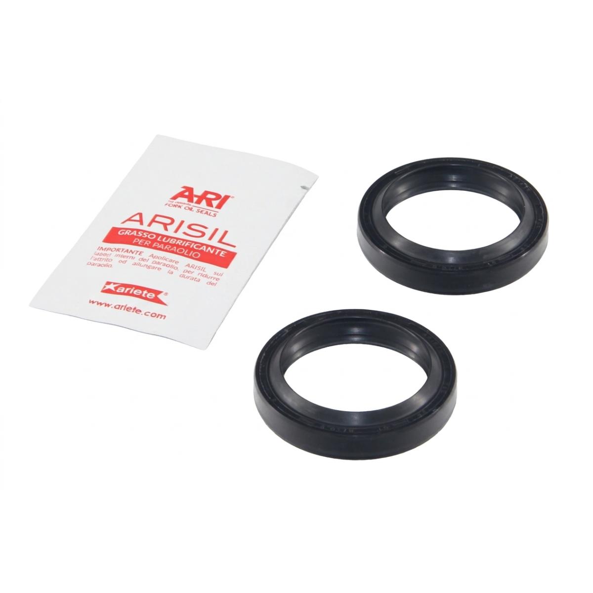 メーカー名：アリートメーカー品番：ARI.058通常フォークオイルシールにはNBRという素材が使われていますが、NBRよりさらに適した素材があります。それが『XNBR』です。高いシール性も持つこの素材は、対磨耗性でNBRの約3倍、対破断性で...