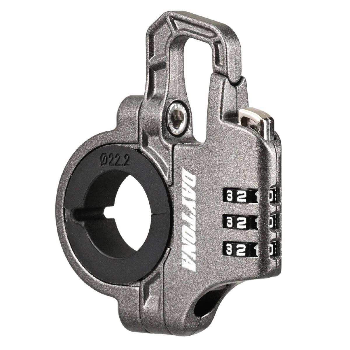 メーカー名：デイトナメーカー品番：63869せまいスキマに取り付けできるヘルメットロック。カギが増えないダイヤル式。本体幅12mm(取り付け必要幅13mm)とスリムで狭い隙間にスッキリ収まる。ロック部は縦方向にスライドするので、コントロール...