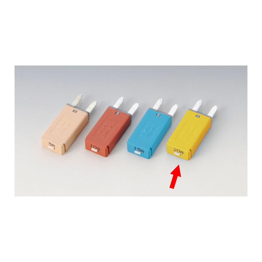 メーカー名：キジマメーカー品番：304-7082電気系トラブルから回路を守るヒューズ。でも旅先や毎度同じトラブルでのヒューズ交換は困ったものです。そこでブレーカー機能付きヒューズが登場!-