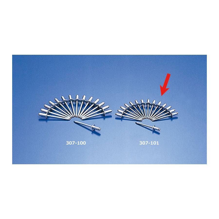 メーカー名：キジマメーカー品番：307-101サイズ：リベット径4.8mmタイプ：アルミフリンジタイプ内容量[数量]：15ケSET◆取付可能厚：3.2〜6.4mm◆下穴：4.9〜5.0mm◆リベット径：4.8mm◆材質：アルミ◆入数：15本