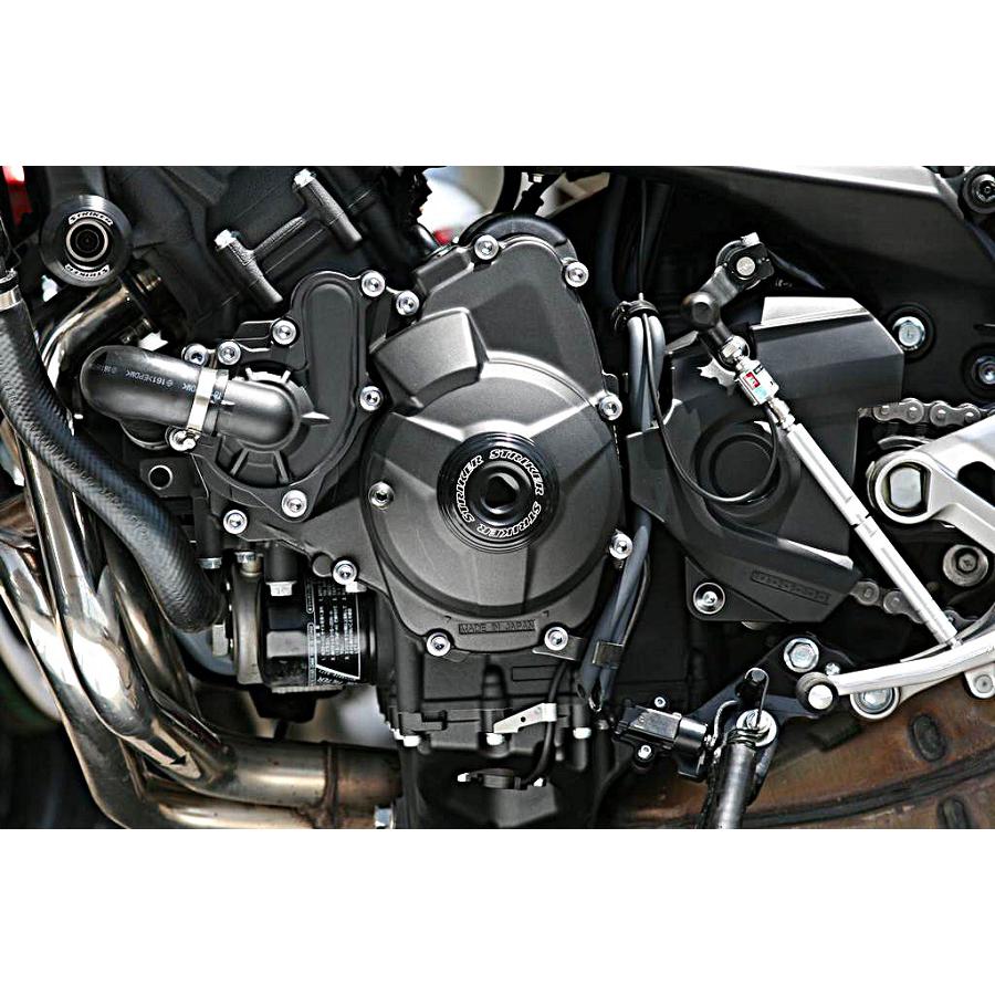 メーカー名：ストライカーメーカー品番：SS-GS124A-F2完全ボルトオン取付け。 左側はクランクサイドカバーのブラインドプラグを交換(脱着に14mmのヘキサゴンレンチが必要になります) 右側はクランクサイドカバー及びクラッチカバーの一部...